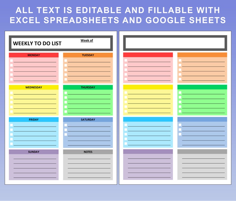Weekly to List Printable Editable Fillable. Weekly to Do List Schedule ...