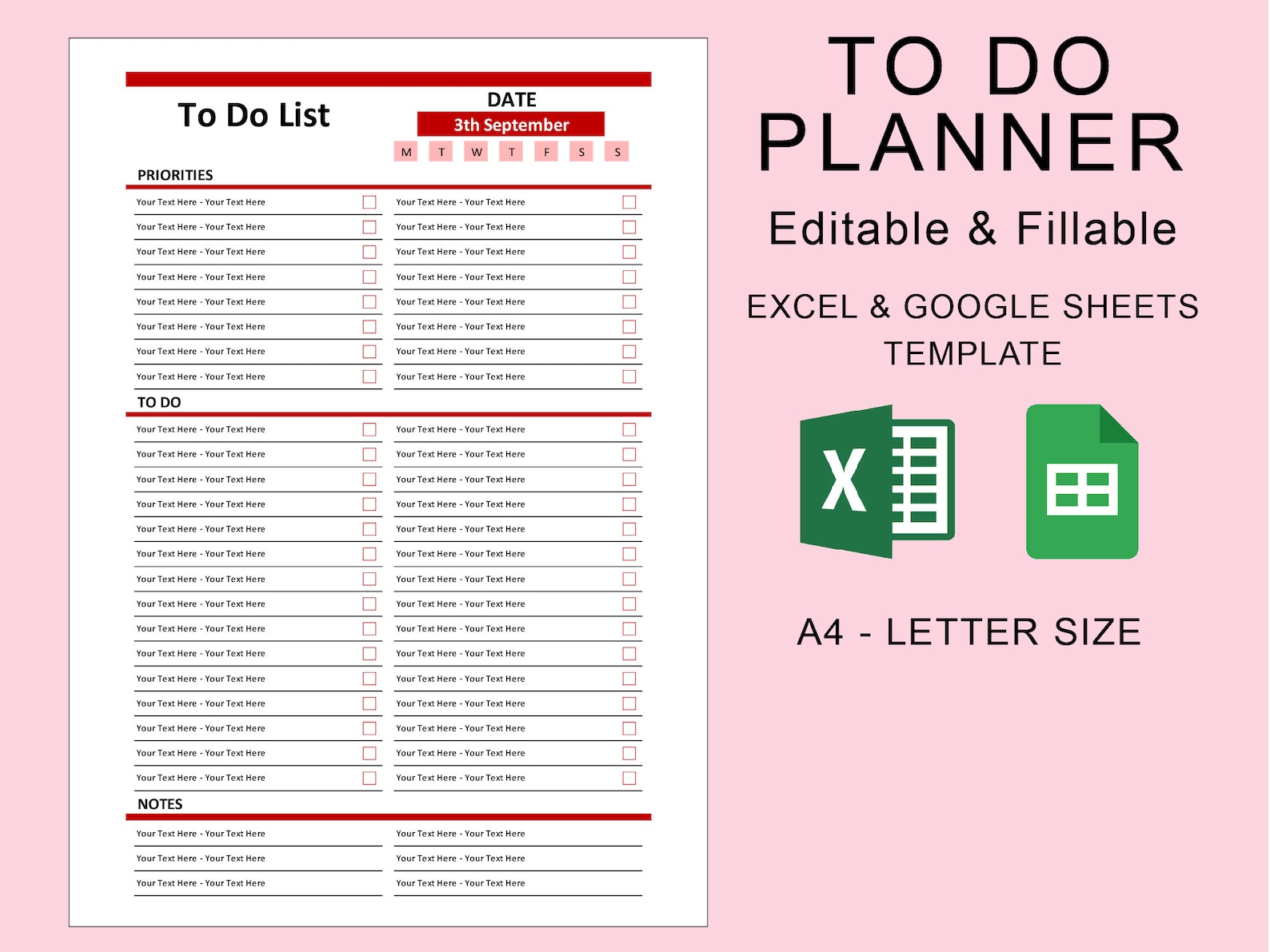 Printable to Do List Editable Fillablle. Daily Weekly Planner Checklist ...