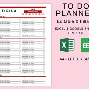 Printable to Do List Editable Fillablle. Daily Weekly Planner Checklist ...