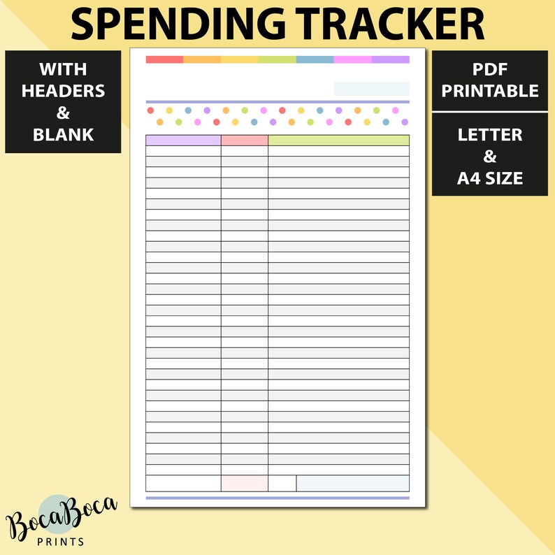Spending Tracker Printable, Expenses Tracker, Spending Sheet, Purchase ...