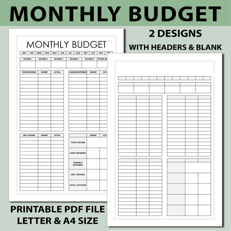 Printable Monthly Budget Plan,budget Book,budget Log,budget Printable ...