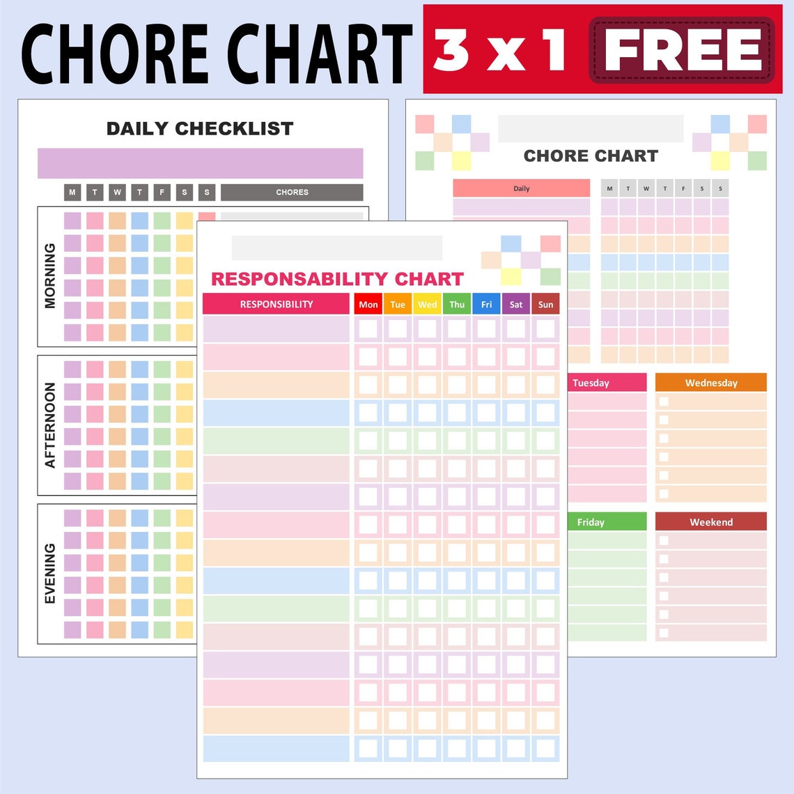 Kids Chore Chart Printable,kids Tasks Chart,kids Work Chart,kids Job ...