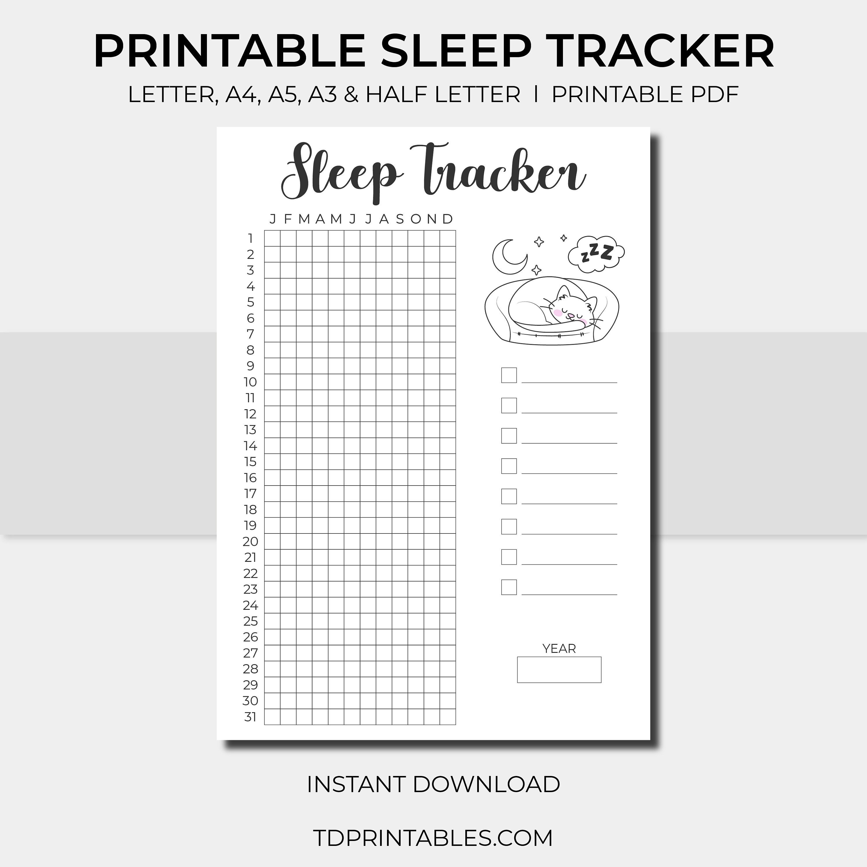 Sleep Tracker Printable, Monthly Sleep Tracker Planner Printable PDF ...
