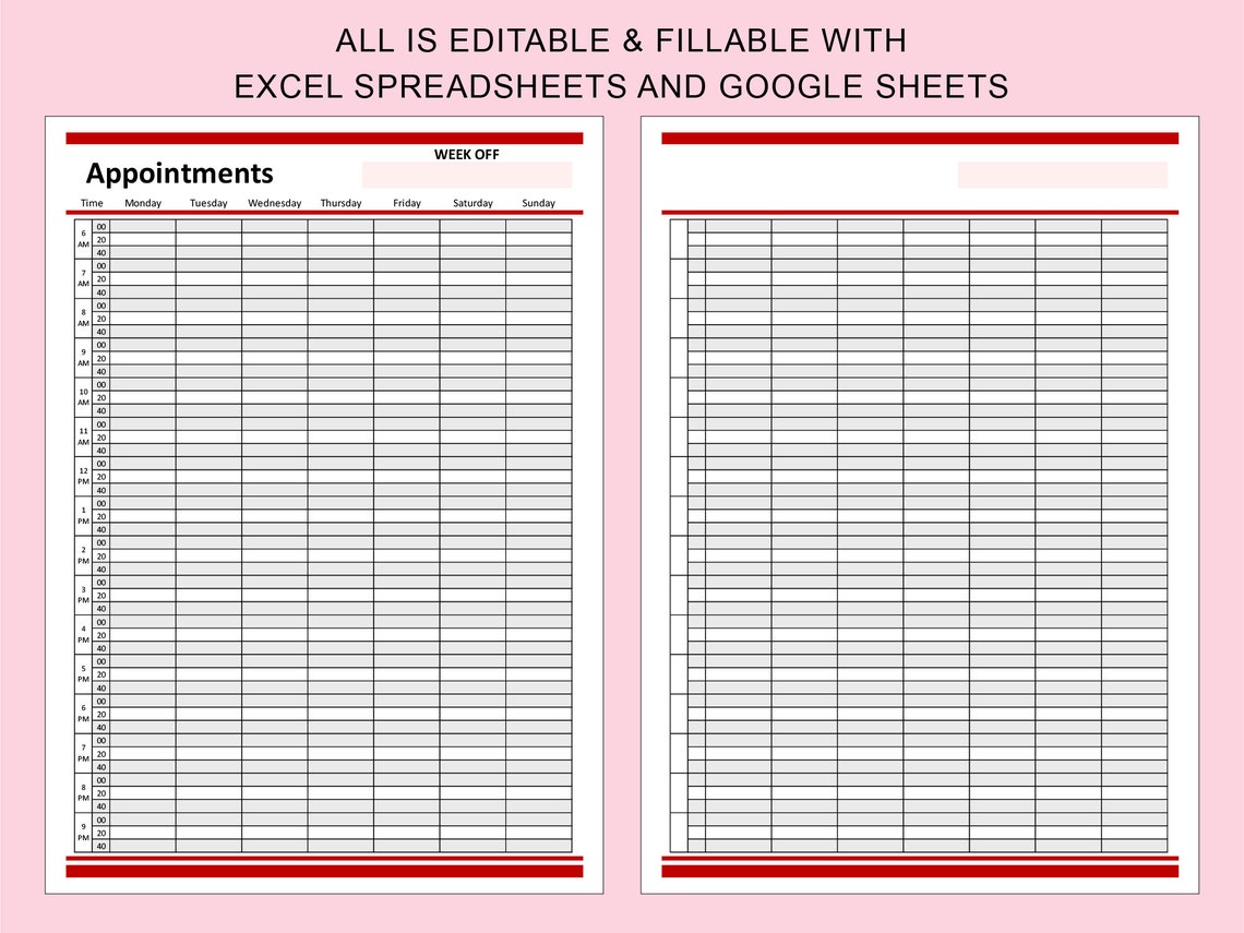 Appointment Tracker Editable Fillable Printable. Appointment Reminder ...