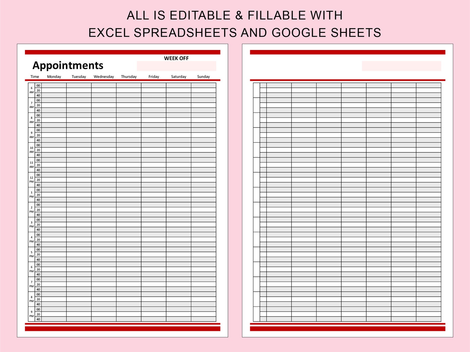 Appointment Tracker Editable Fillable Printable. Appointment Reminder ...