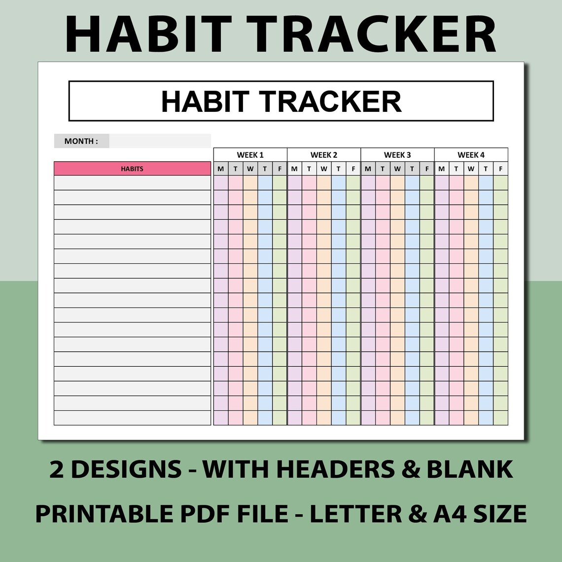 Habit Chart Printable,habit Journal,habit Bookhabit Sheet,habit ...