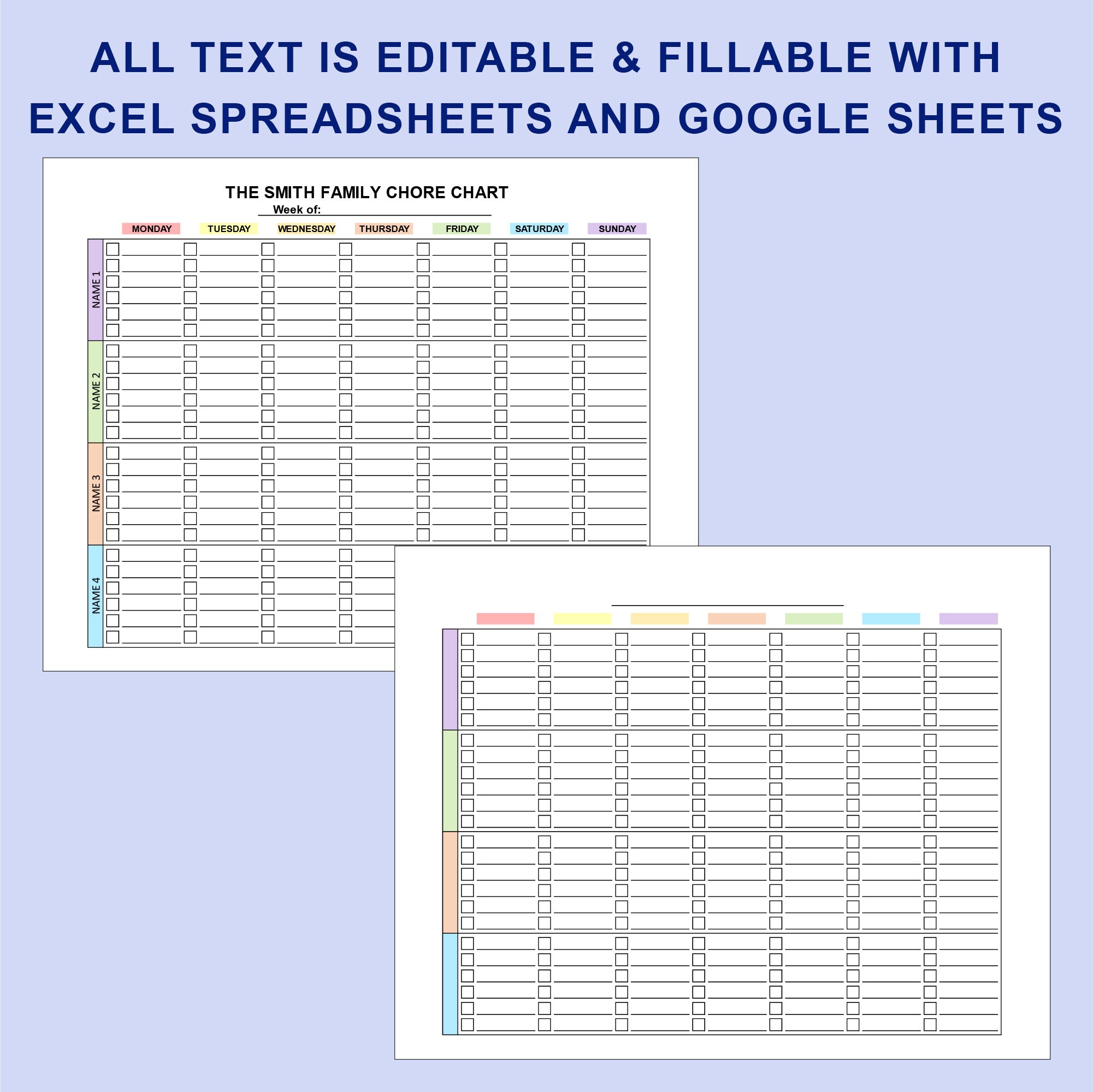 Weekly Family Planner Printable Editable Fillable. Family Schedule ...