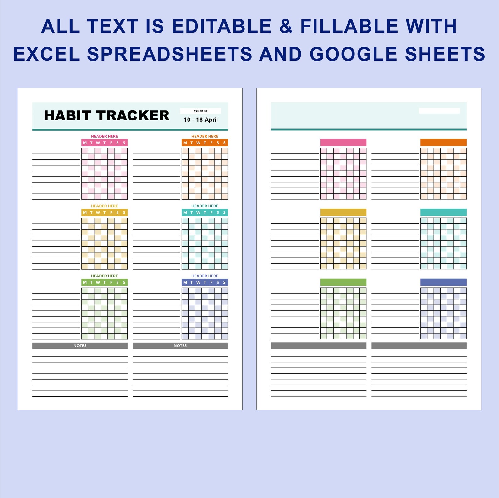 Habit Tracker Printable Editable Fillable. Weekly Habit Tracker ...