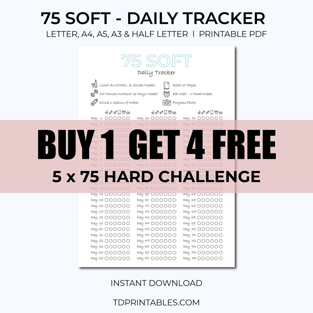 75 Soft Challenge Printable Tracker. Tiktok 75 Hard Challenge Tracker Template. Tiktok 75 ...