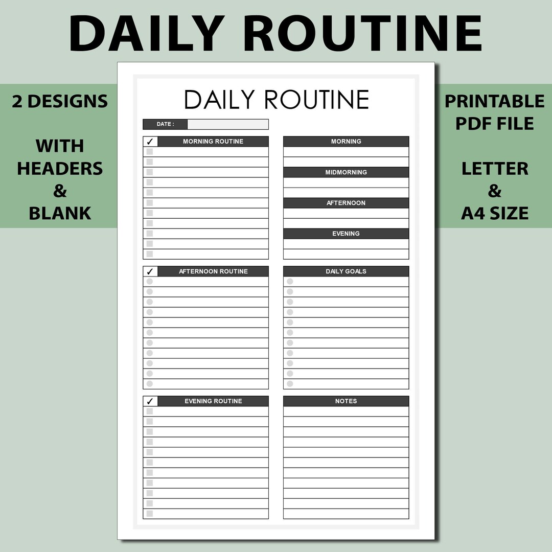 Printable Daily Routine, Daily Planner,happy Planner,daily Checklist ...
