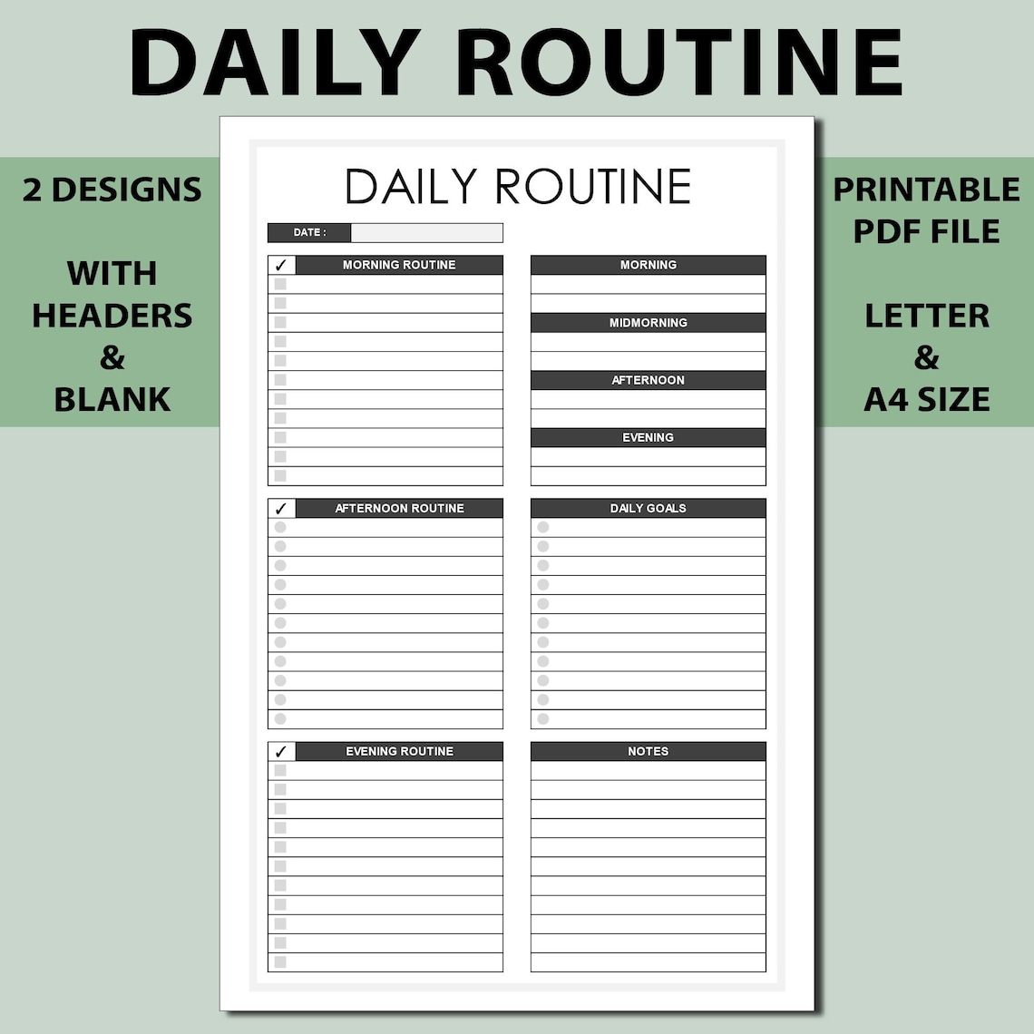 Printable Daily Routine, Daily Planner,happy Planner,daily Checklist ...