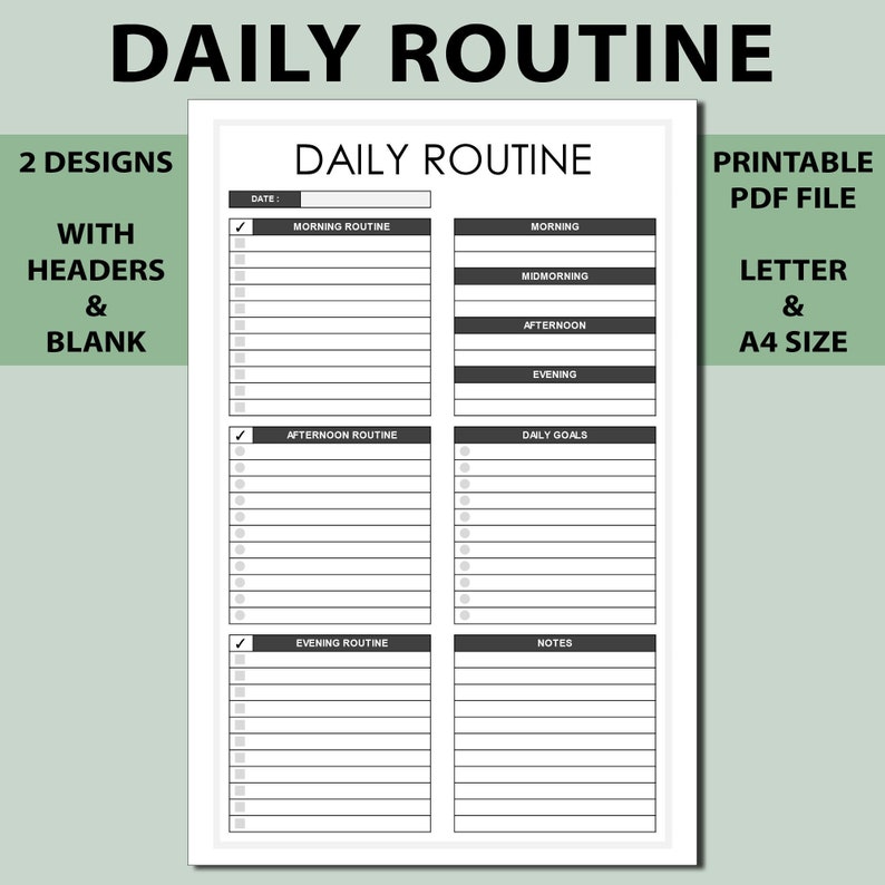 Printable Daily Routine, Daily Planner,happy Planner,daily Checklist ...