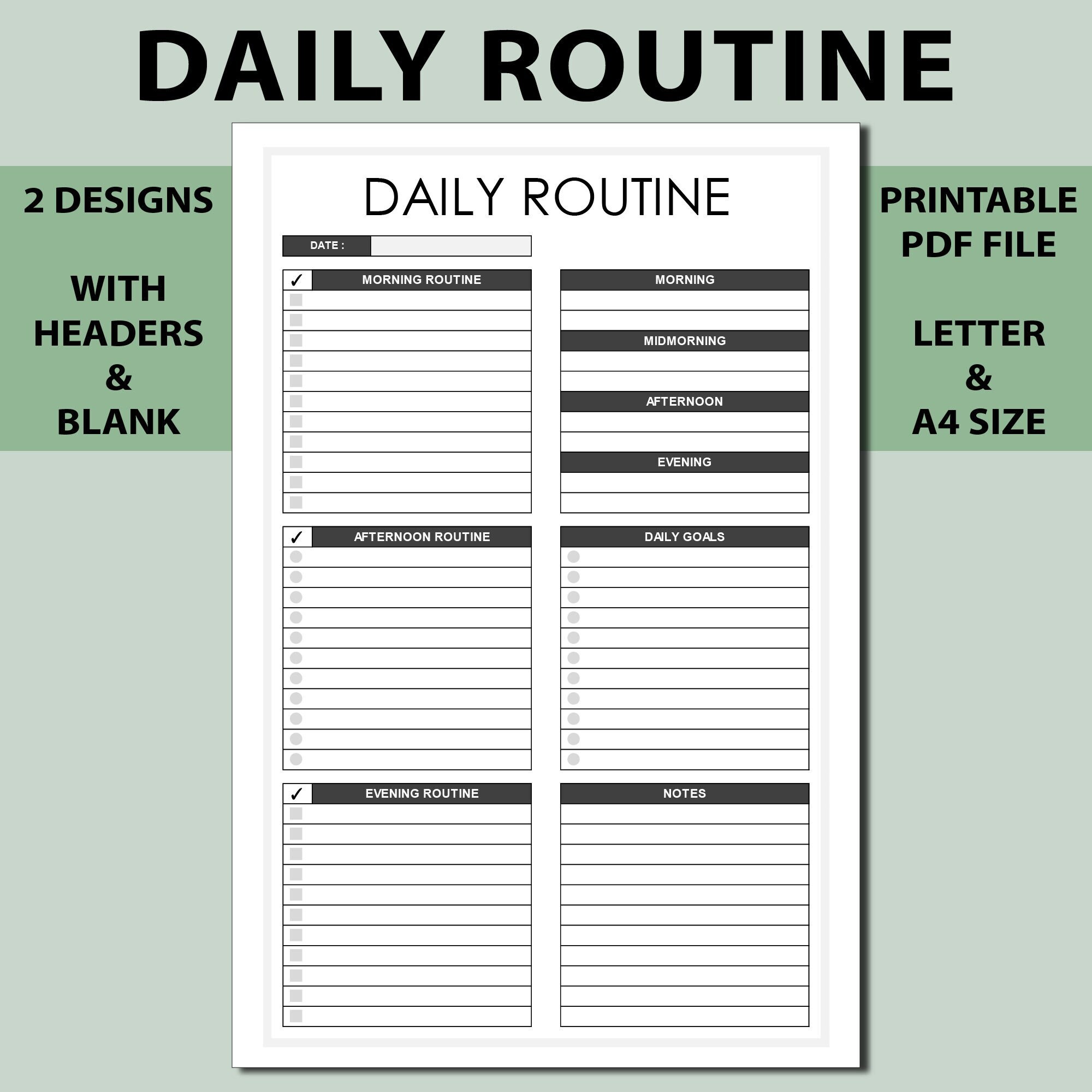 Printable Daily Routine, Daily Planner,happy Planner,daily Checklist ...