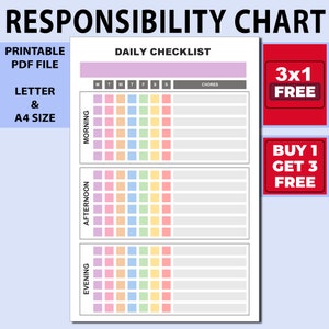 Kids Chore Chart Printable,child Responsibility Chart,kids Tasks Chart ...