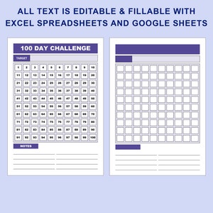 100 Day Challenge Printable Editable Fillable. Goal Setting Planer ...