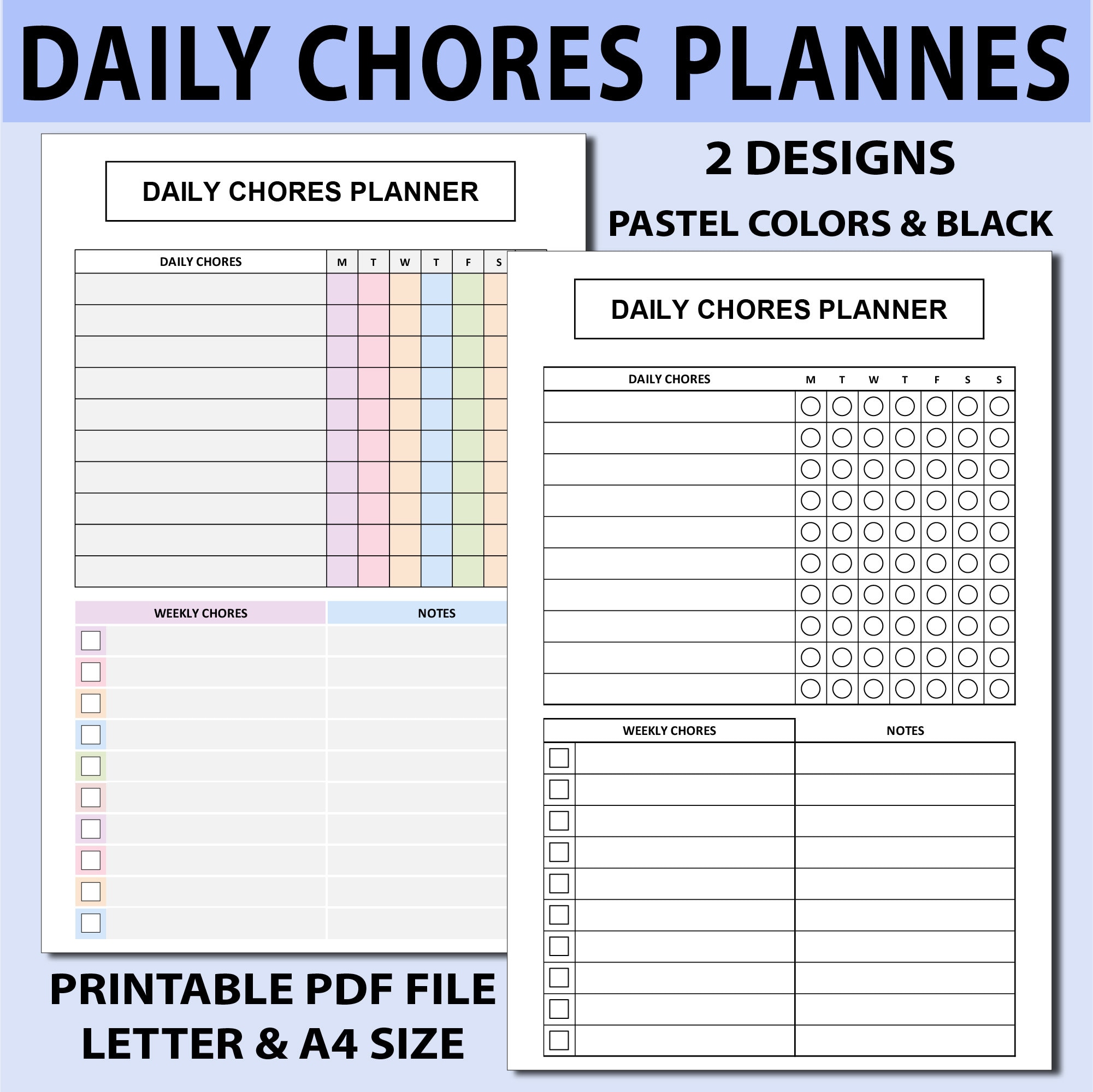 Daily Weekly Chore Chart for Kids Printable,kids Tasks Chart,kids Work ...