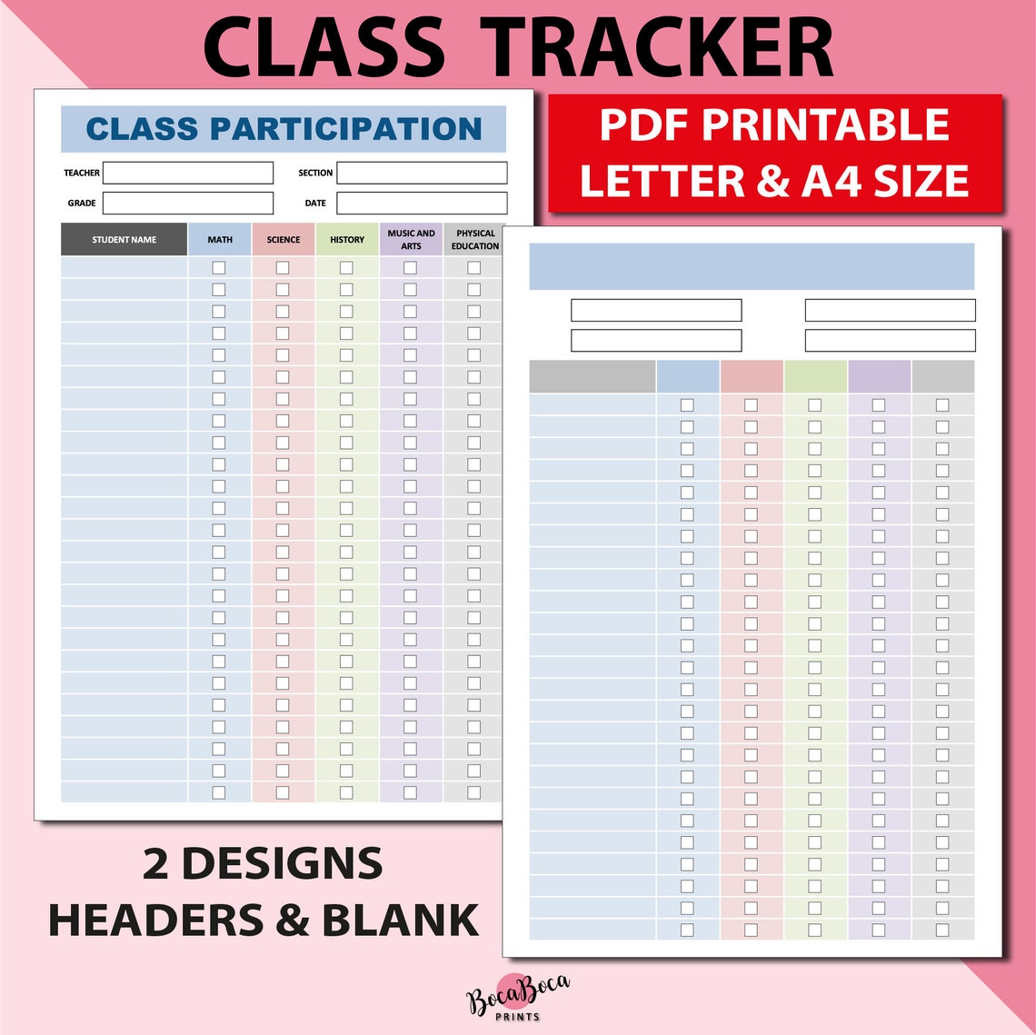 Class Participation Tracker Template - Printable PDF. Participation Log ...