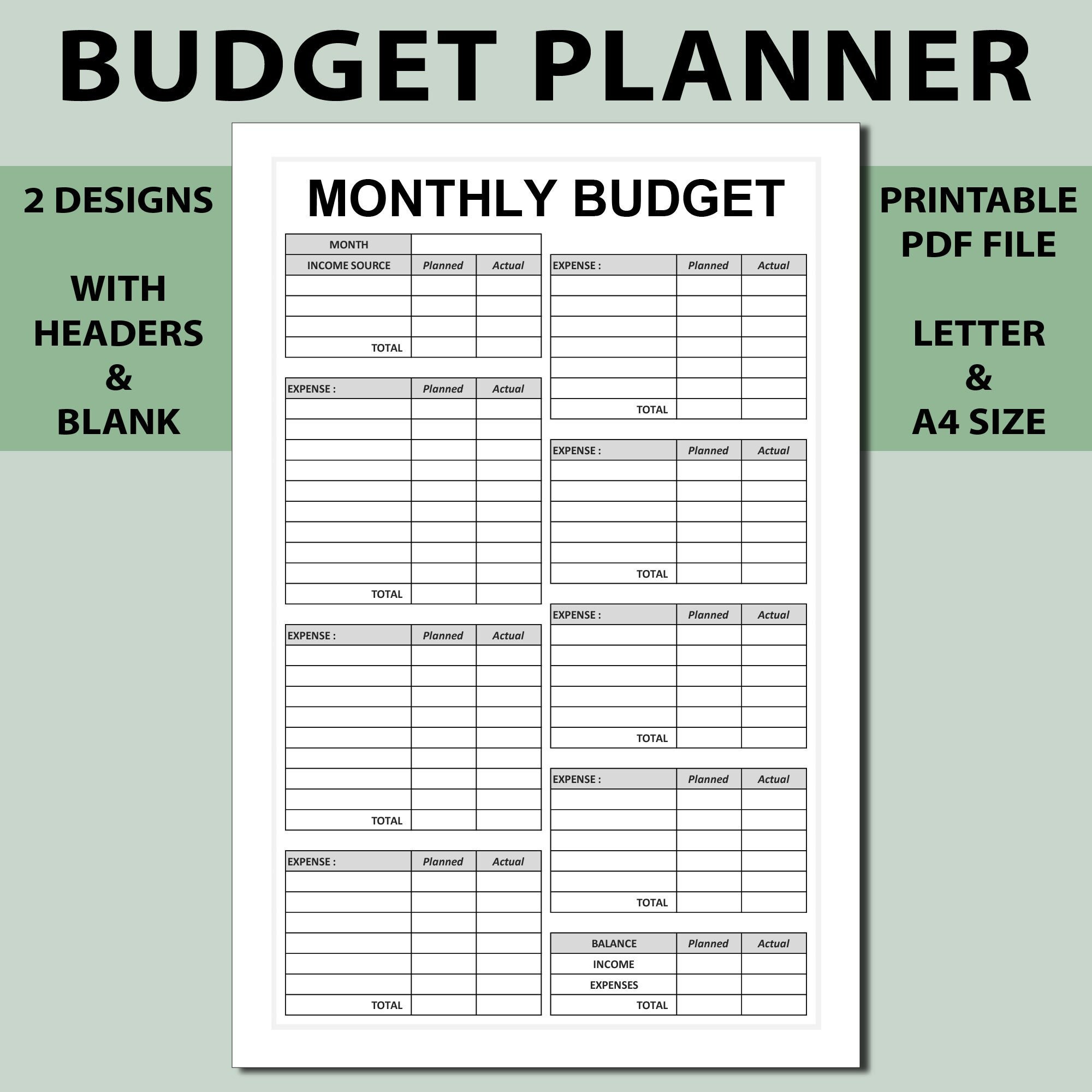 Monthly Budget Planner Printable, Financial Planning,budget Binder ...