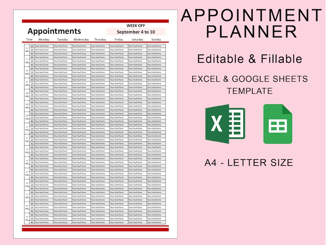 Appointment Tracker Editable Fillable Printable. Appointment Reminder ...