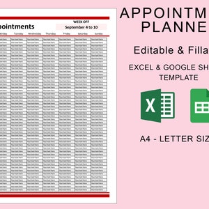Appointment Tracker Editable Fillable Printable. Appointment Reminder ...