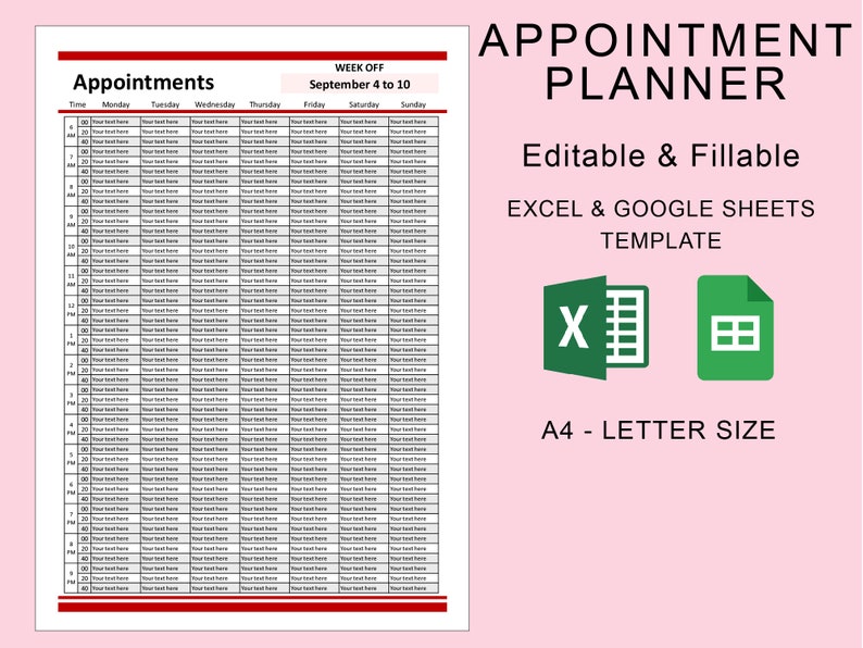 Appointment Tracker Editable Fillable Printable. Appointment Reminder ...