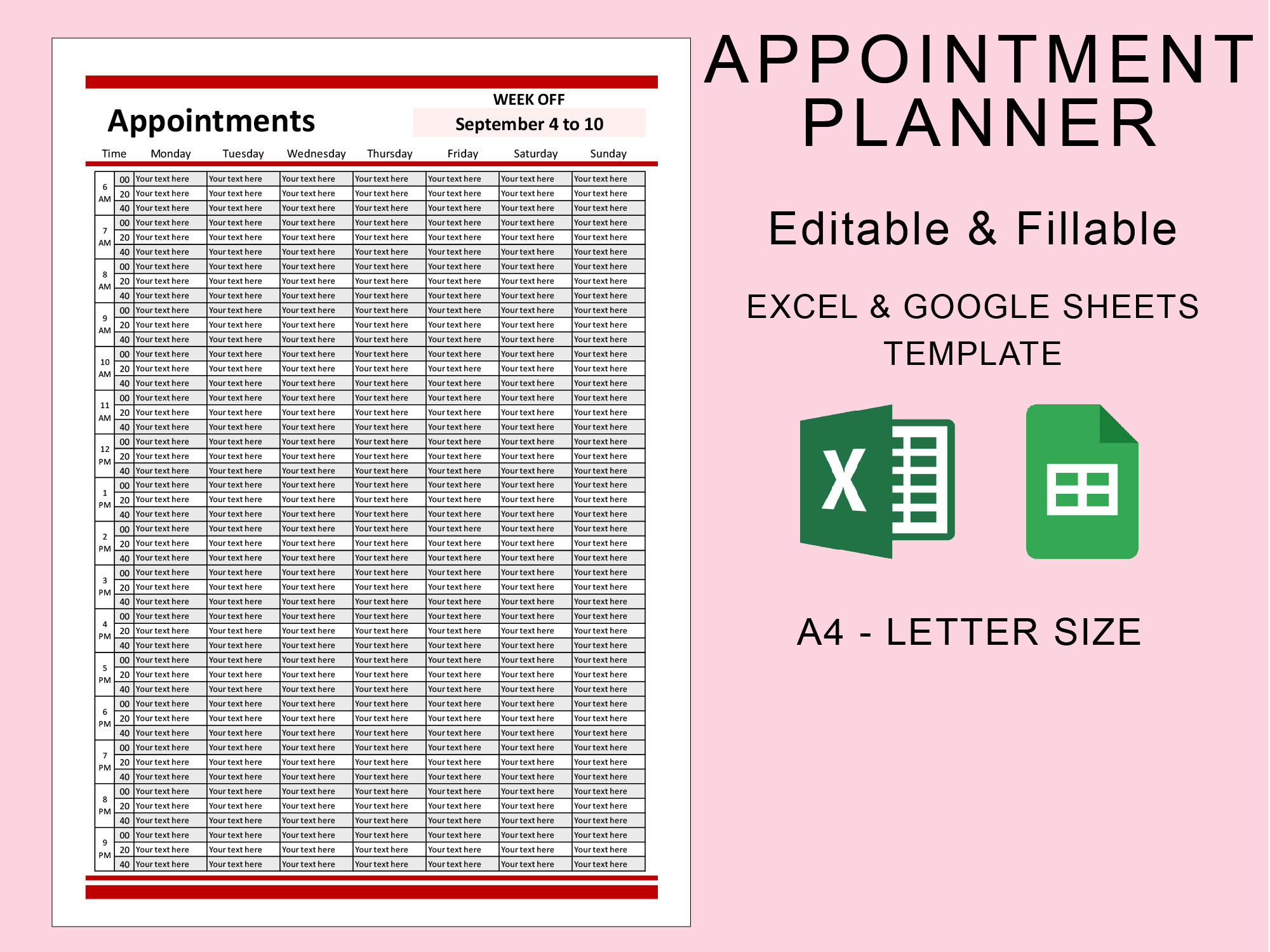 Appointment Tracker Editable Fillable Printable. Appointment Reminder ...
