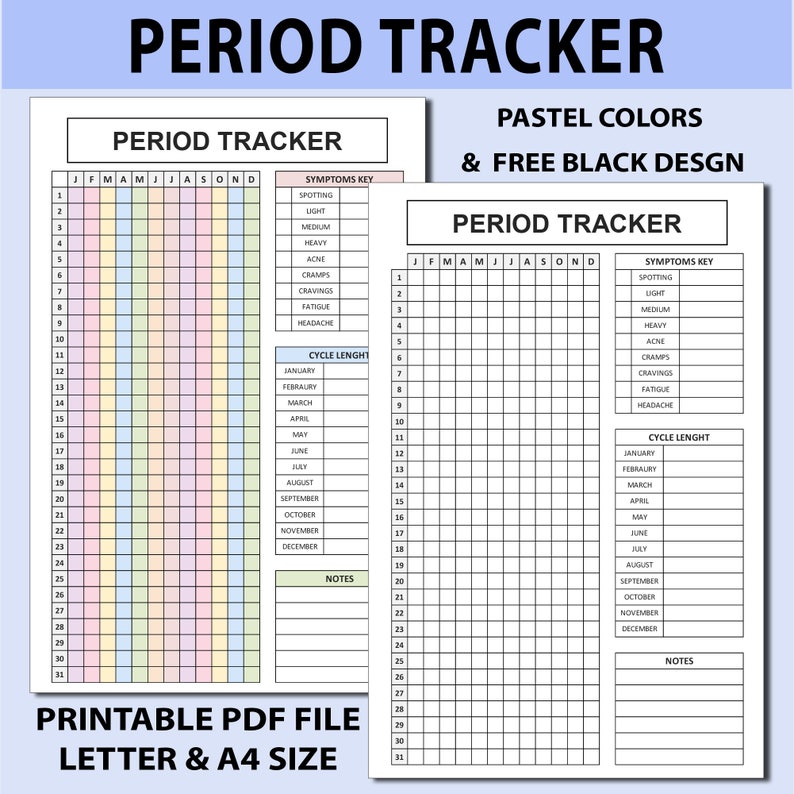 Period Tracker Printable,menstrual Cycle Calendar Planner,tracking ...