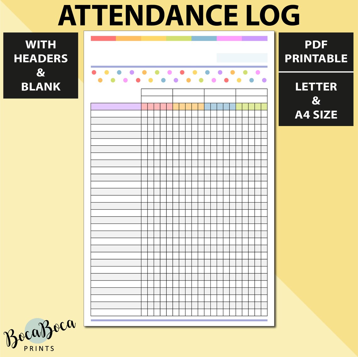 Printable Attendance Log Templates for Teachers and Students ...