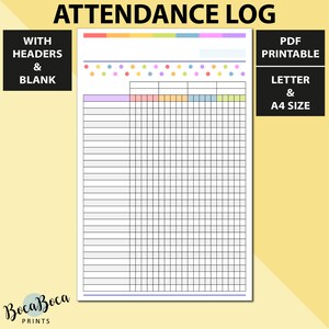 Printable Attendance Log Templates for Teachers and Students ...