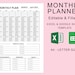 Printable Monthly Planner Editable Fillable. EXCEL Spreadsheets ...