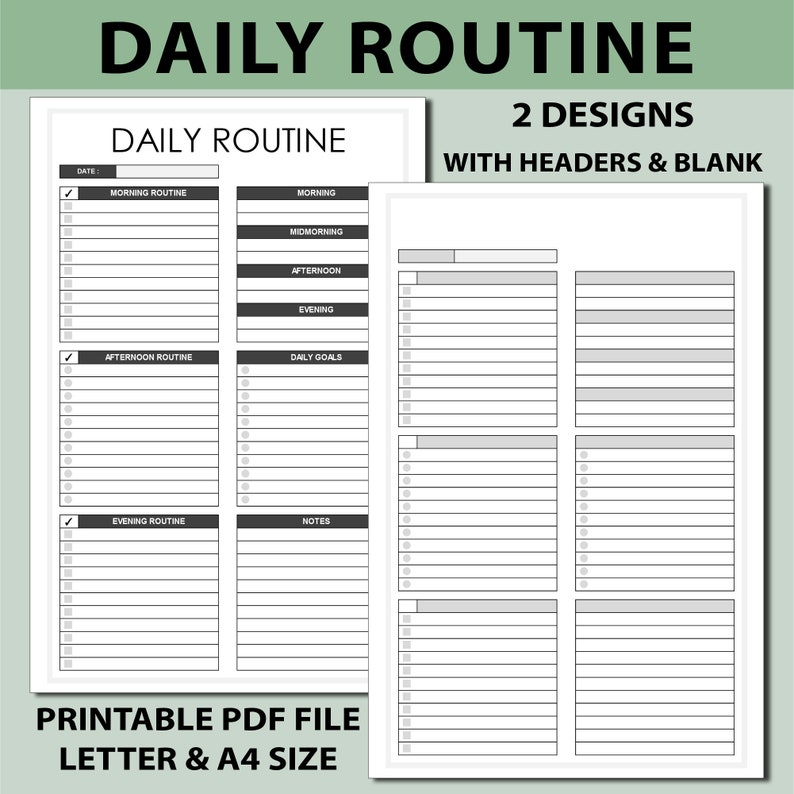 Printable Daily Routine, Daily Planner,happy Planner,daily Checklist ...