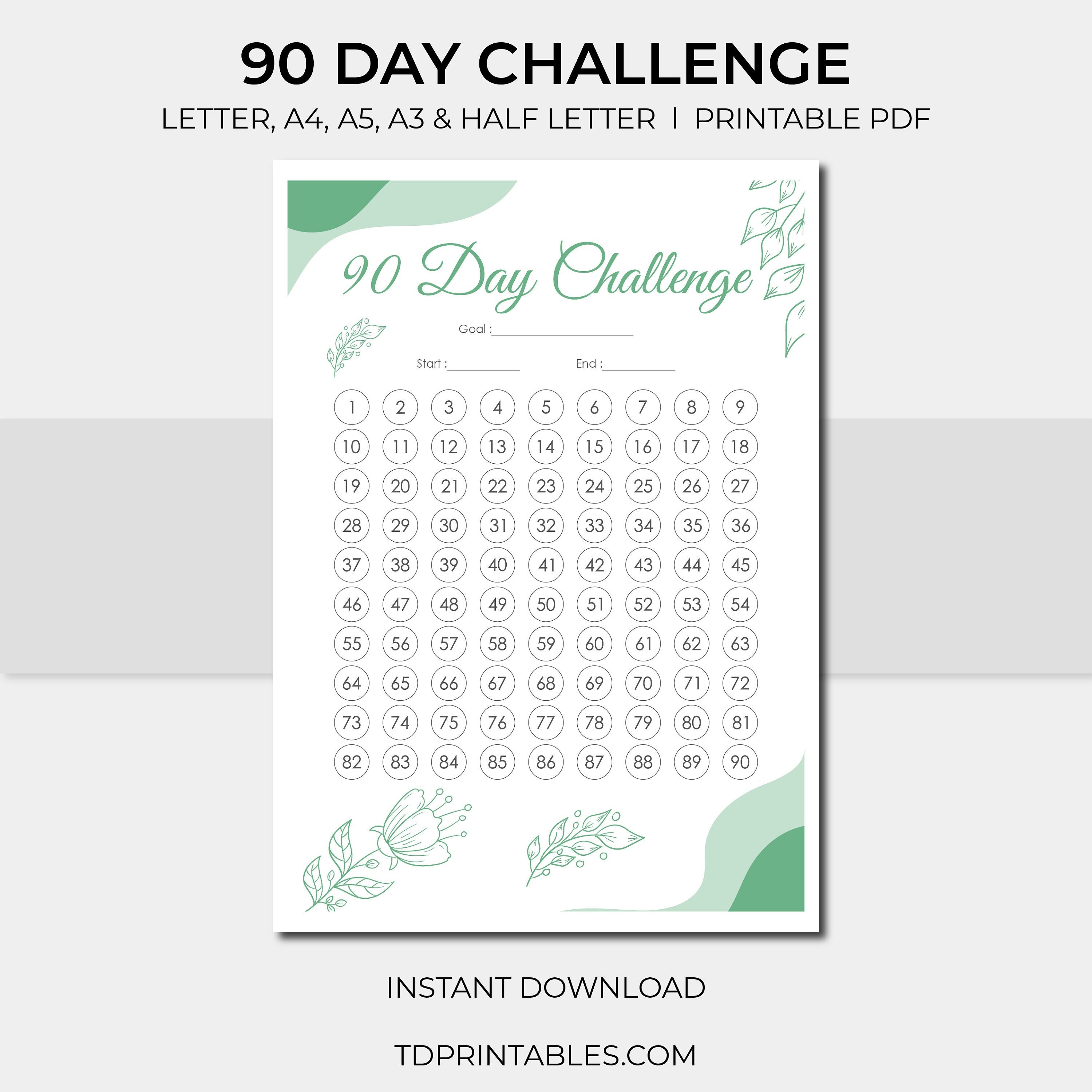 90 Days Tracker,habit Challenge 90,90 Day Habit Tracker,printable ...