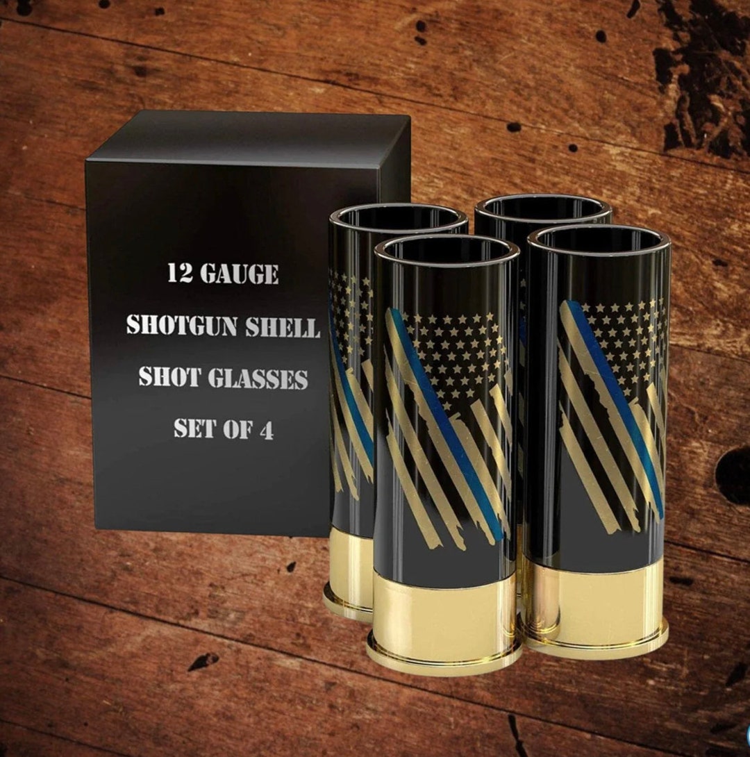 Boxed Set of 4 Thin Blue Line 12 Gauge Shotgun Shell Shot Glasses - Etsy