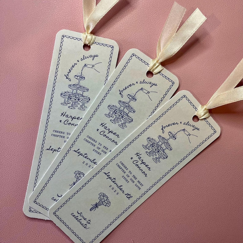 Personalized Wedding Bookmark Favours: Custom Guest Name Place Card - Etsy