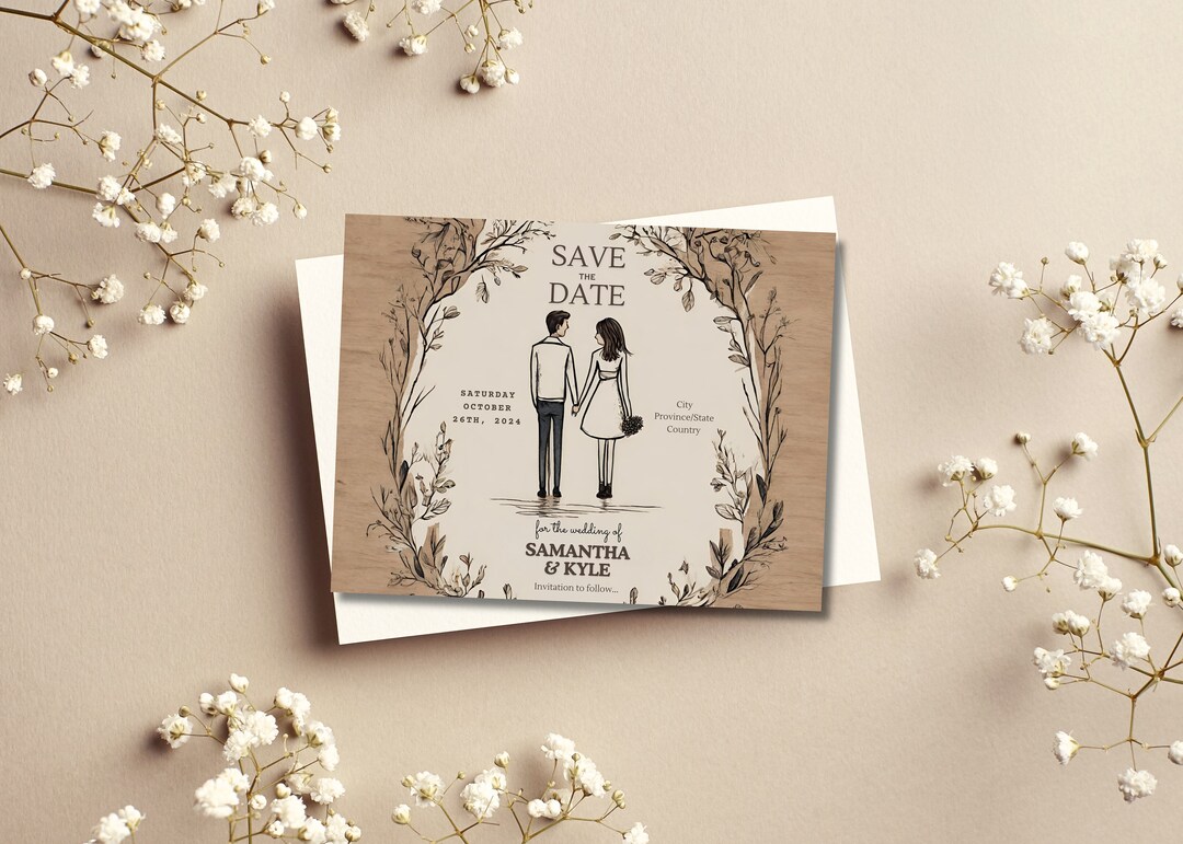 Rustic Wedding Save the Date Template, Editable Digital Download - Etsy