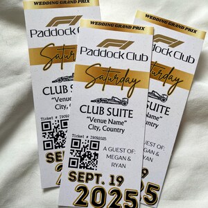 Formula 1 Wedding Invitation: VIP Paddock Club Ticket, Personalized ...