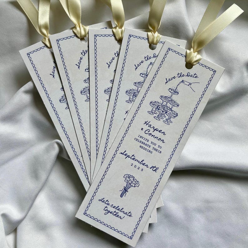 Personalized Bookmark Save the Date: Modern Wedding Invitation - Etsy