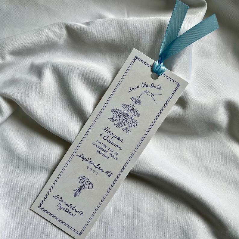 Personalized Bookmark Save the Date: Modern Wedding Invitation - Etsy