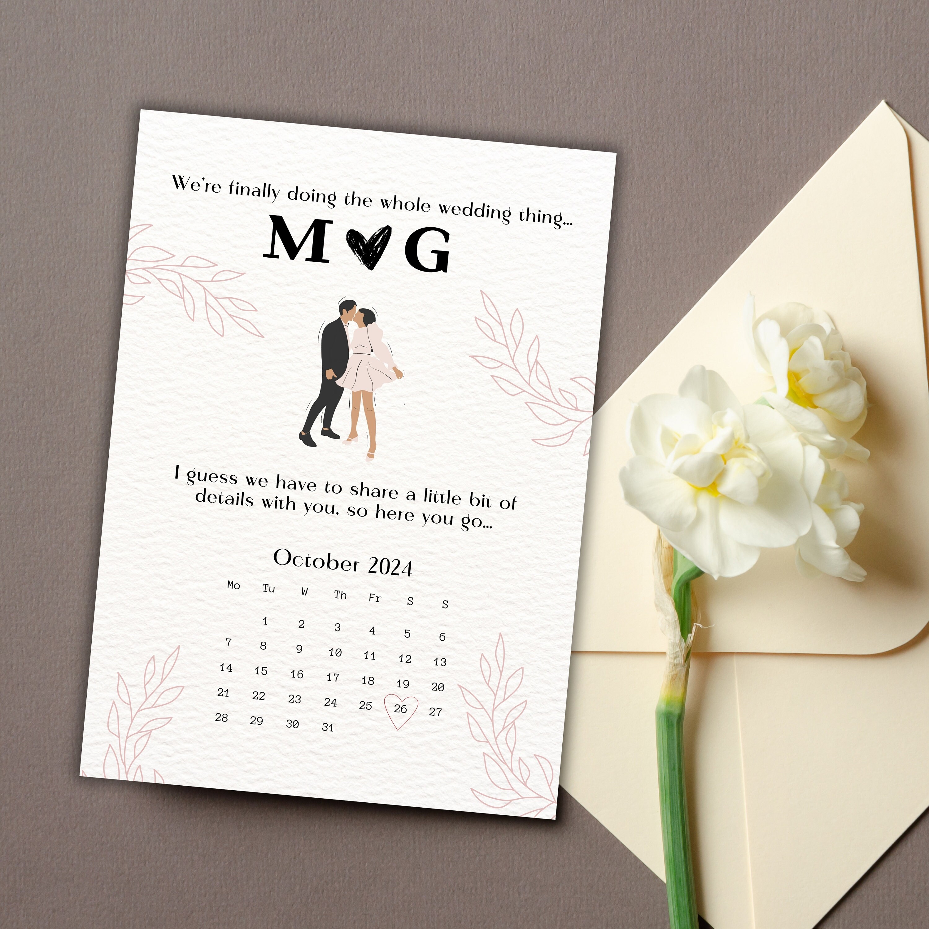 Modern Rustic Wedding Invitation Template, Funny Minimalist Invitation ...
