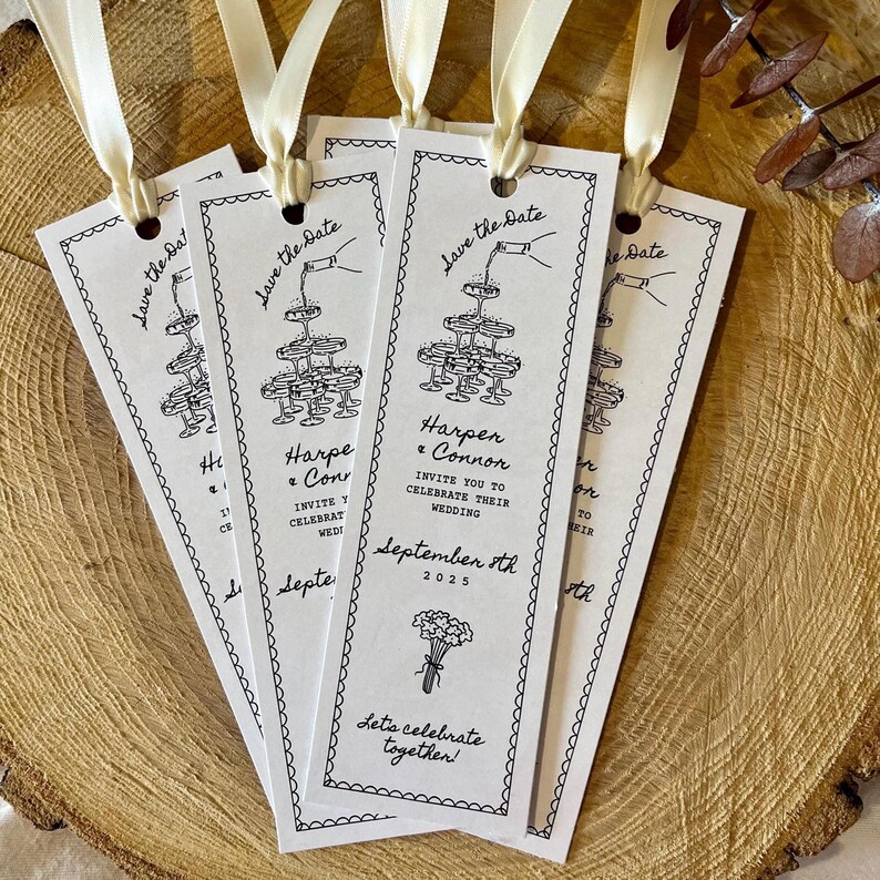 Personalized Wedding Save the Date Bookmark: Modern Keepsake Card - Etsy
