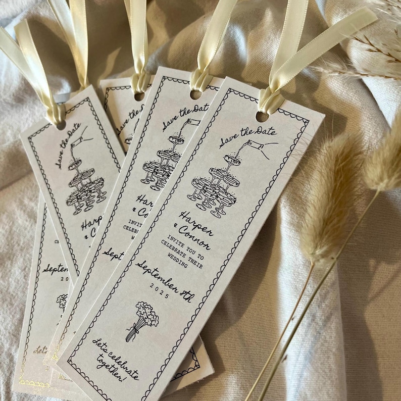 Personalized Wedding Save the Date Bookmark: Modern Keepsake Card - Etsy