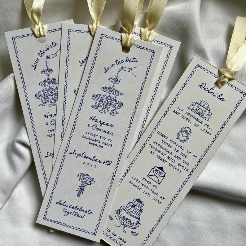 Personalized Bookmark Save the Date: Modern Wedding Invitation - Etsy