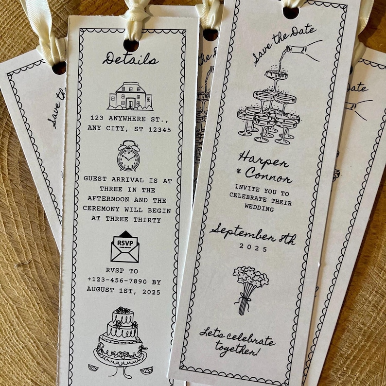 Personalized Wedding Save the Date Bookmark: Modern Keepsake Card - Etsy