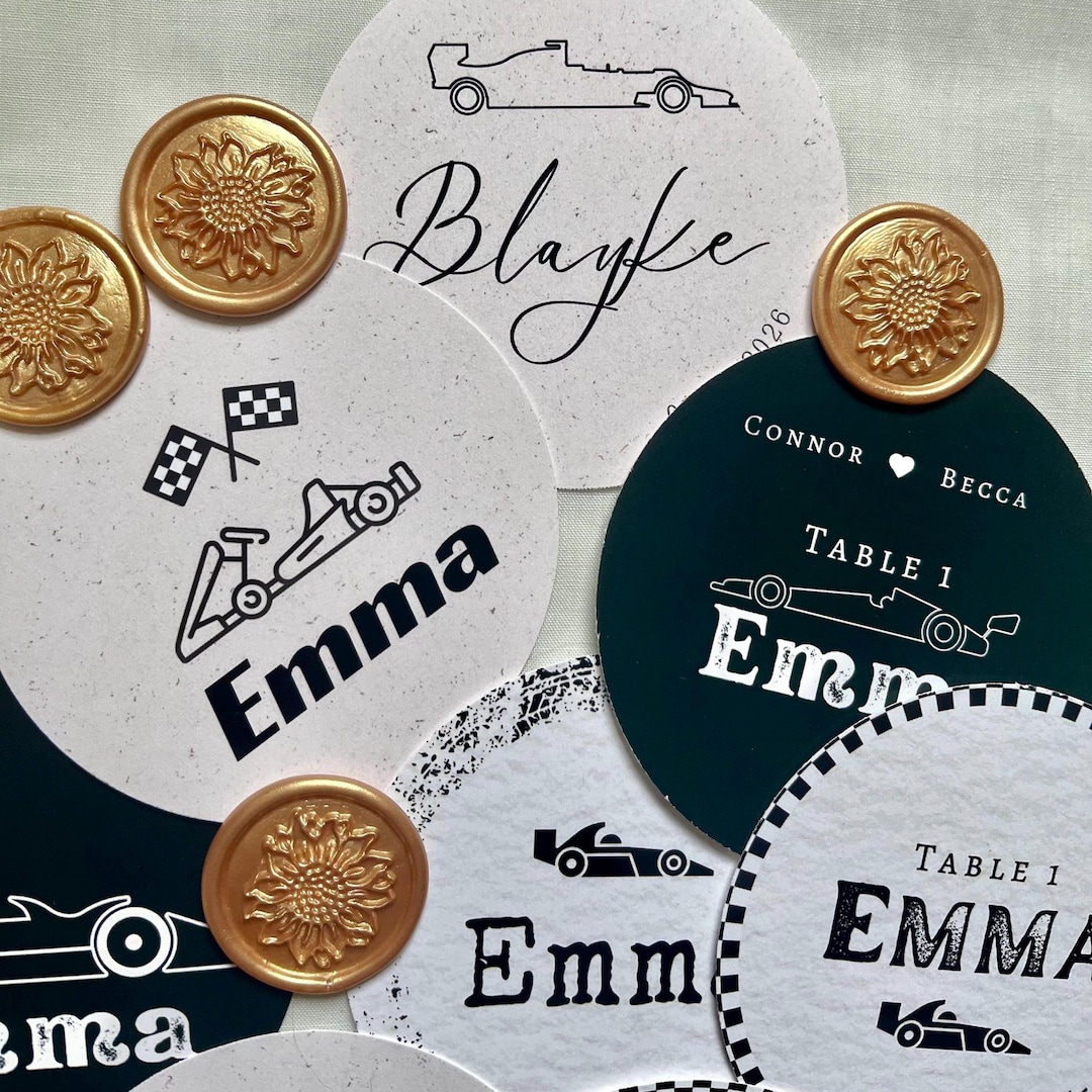 Formula 1 Wedding Place Cards, F1 Racing Theme, Custom Printed ...