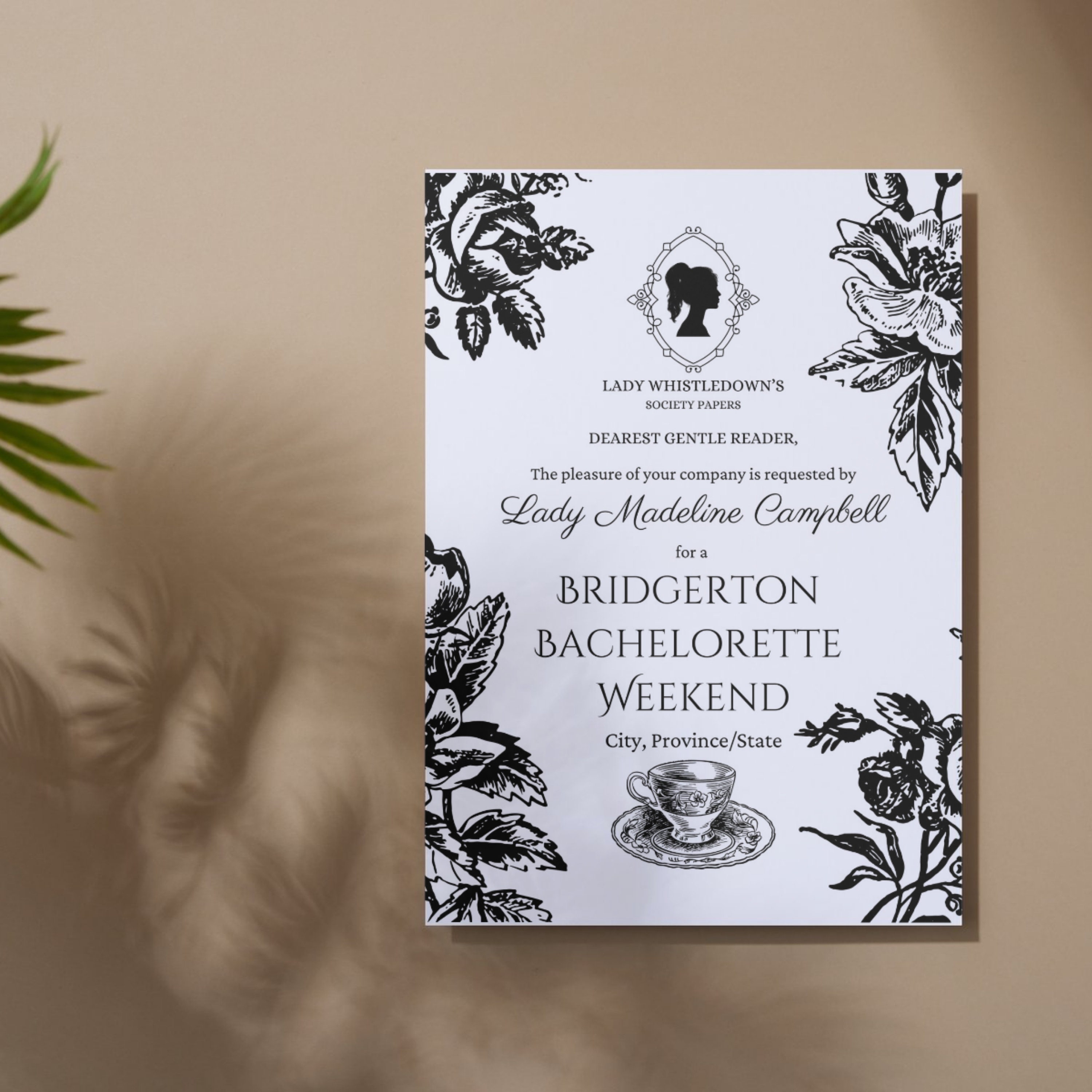 Bridgerton Bachelorette Invitation Template, Lady Whistledown, Editable ...