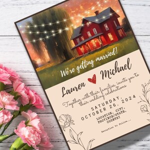 Rustic Farmhouse Wedding Invitation Template, Country Barn (digital ...