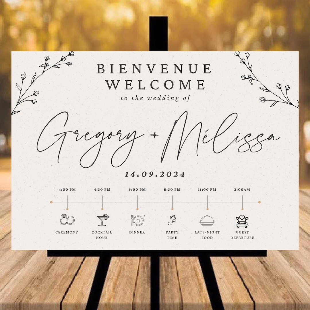 Wedding Welcome Sign, Rustic Wedding Welcome Sign, Minimalist Custom ...