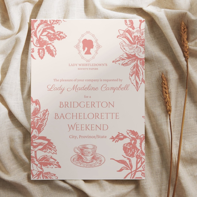 Bridgerton Bachelorette Invitation, Lady Whistledown Theme (digital ...