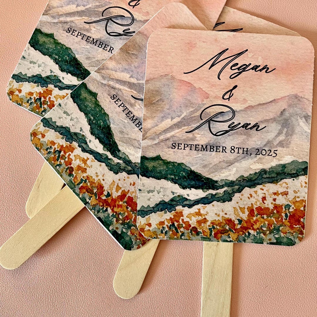 Rustic Wedding Hand Fan, Wedding Paddle Fans, Customisable ...