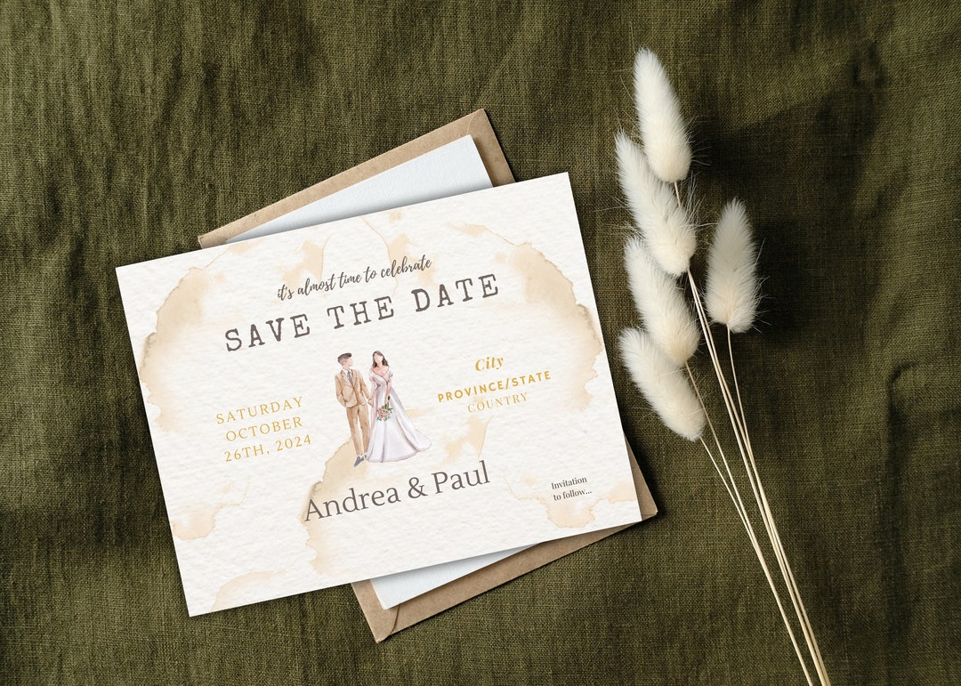 Rustic Wedding Save the Date Template, Rustic Romantic Wedding ...